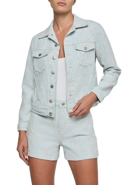 L'Agence Maven Floral Stitch Denim Jacket - Cloud Damask