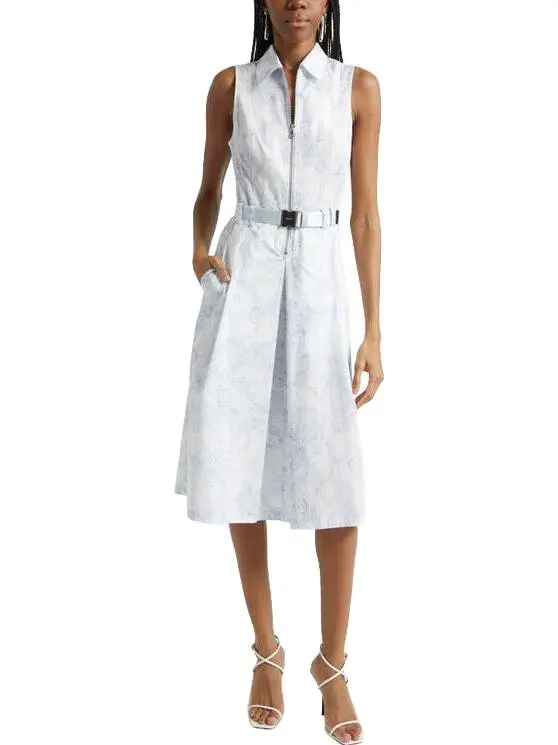 L'Agence Kylo Floral Belted Shirtdress - Ivory/pl Mst Blue Lace Print