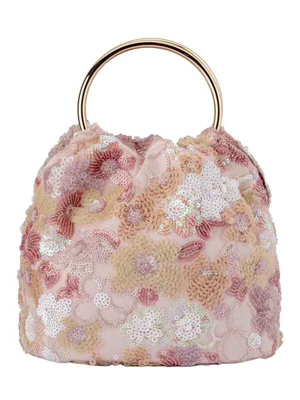 OLGA BERG Alfie Floral Sequin Top Handle Bag - Blush
