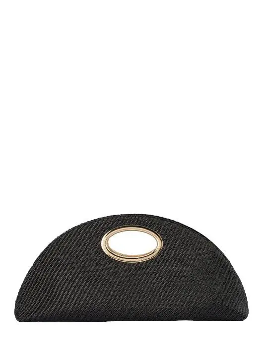 OLGA BERG Geena Straw Clutch - Black