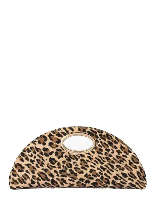 OLGA BERG Geena Straw Clutch - Leopard