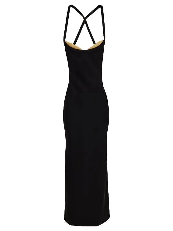 Versace Stappy Back Jersey Gown - Black Banana