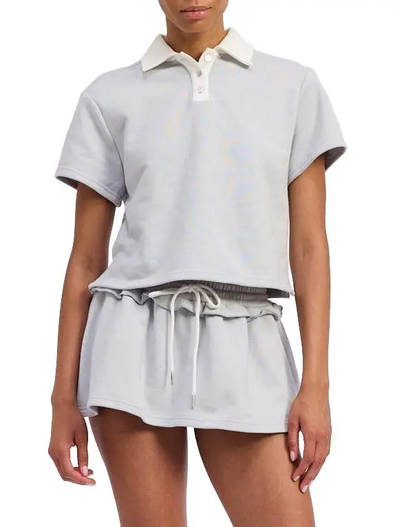 JACQUIE THE LABEL Rosalie Polo Shirt - Light Blue White