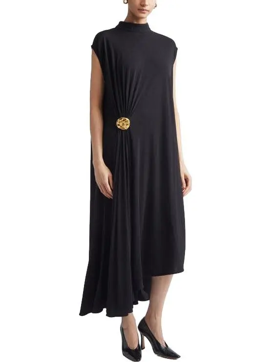 Bottega Veneta Cape Back Crepe Jersey Midi Dress - 1000 Black