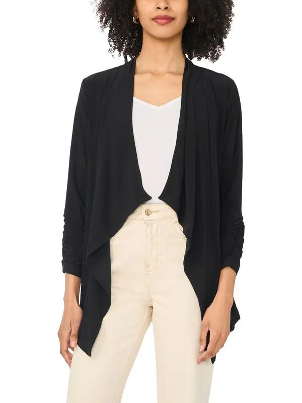 Chaus Waterfall Lapels Cardigan - Rich Black