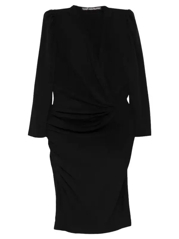 Balenciaga Asymmetric Draped Midi Dress - Black