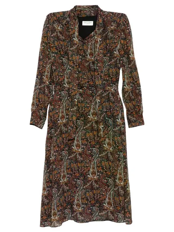 Saint Laurent Paisley Print Midi Dress - Multicolour