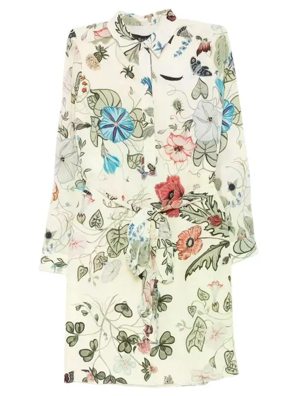 Gucci Flora Knight Printed Silk Shirt Dress - Neutrals