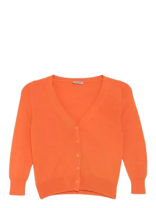 Bottega Veneta Burnt Cashmere Cropped Cardigan - Orange