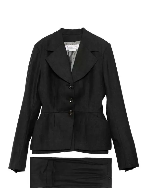 Dior Sculpted Waist Wool Suit Set - Grey