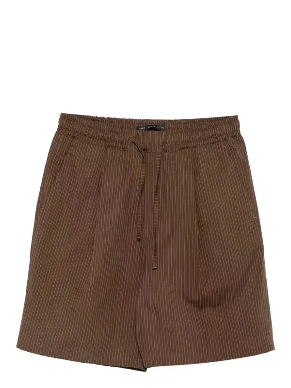 LOW BRAND Tokyo Pinstriped Pleated Shorts - Brown