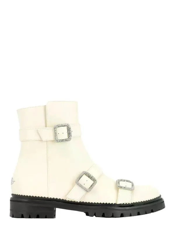 JIMMY CHOO Hank Flat Buckled Ankle Boots - Neutrals