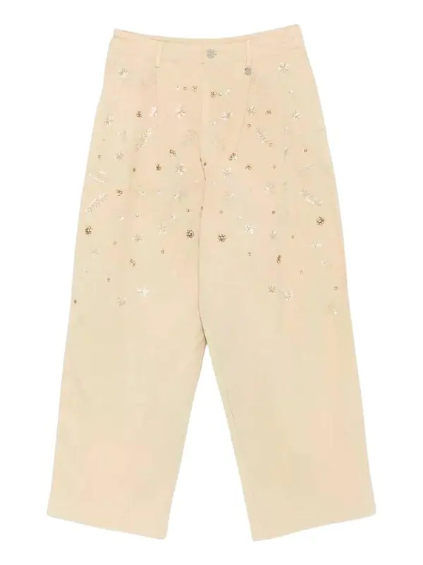 Liu Jo Floral-embellished Trousers - Neutrals