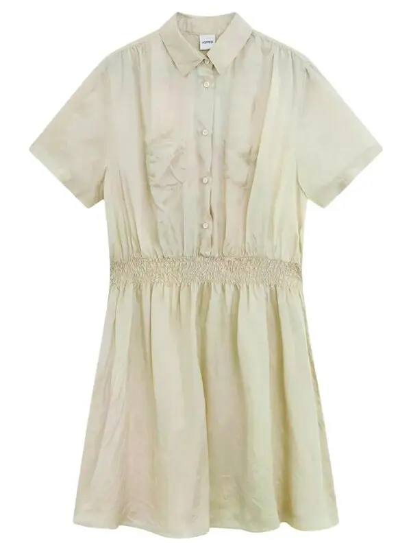 Aspesi Patch-pocket Shirred Mini Dress - Neutrals