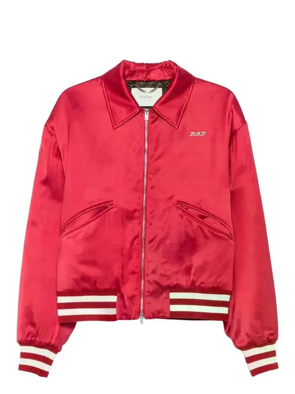 SECOND / LAYER Satin Bomber Jacket - Red