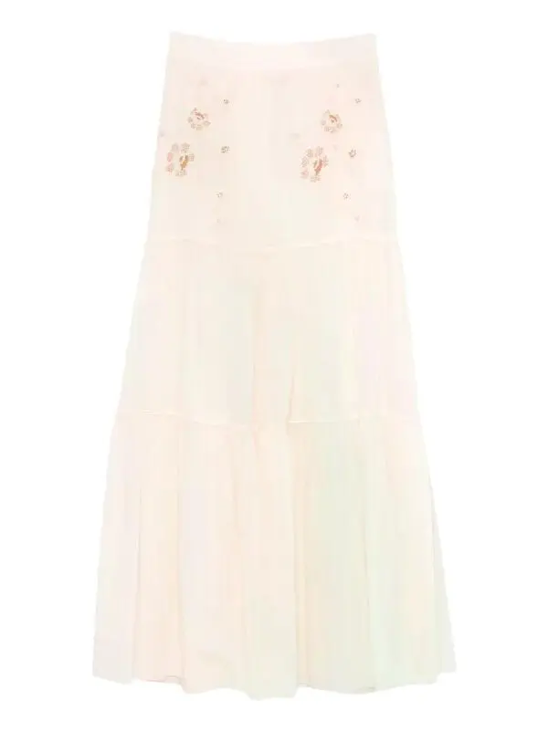 Ermanno Scervino Floral-embroidered Maxi Skirt - Pink