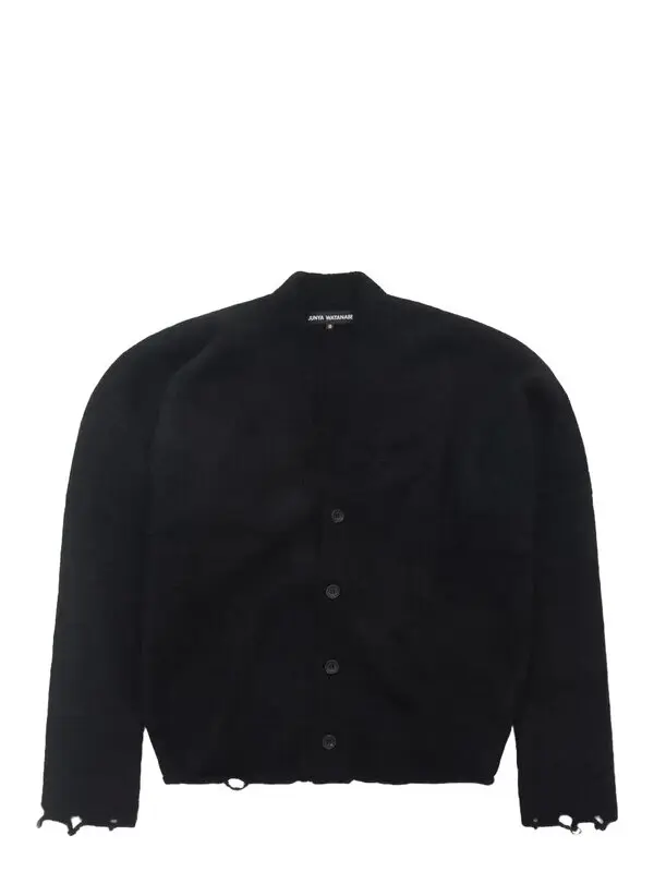 Junya Watanabe Distressed Asymmetric Cardigan - Black