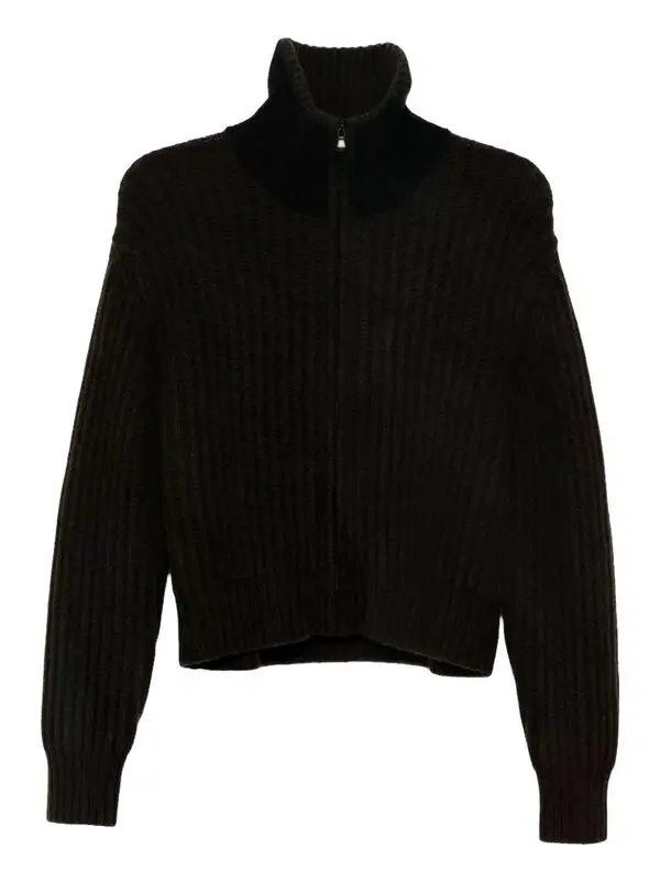 JAMES PERSE Chunky-knit Zip-up Cardigan - Brown