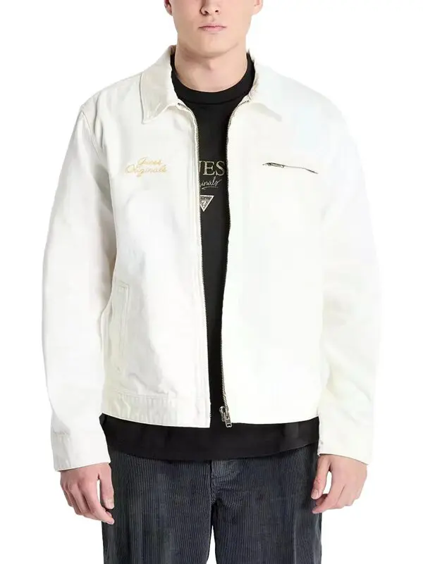 Guess Zip-up Embroidered Jacket - Neutrals