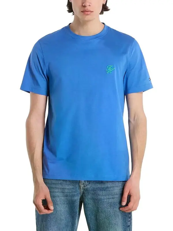 Tommy Hilfiger Script Monogram Swimshop Logo-embroidered Cotton T-shirt - Blue