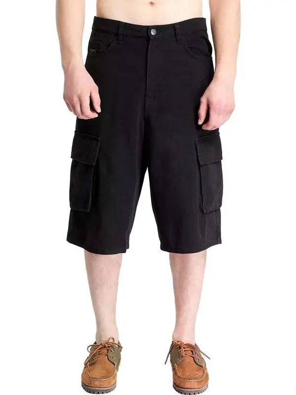 KARL KANI Twill Cargo Shorts - Black