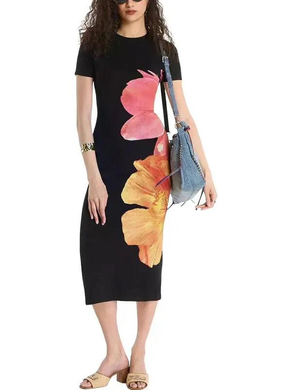 Desigual Floral-print Midi Dress - Black