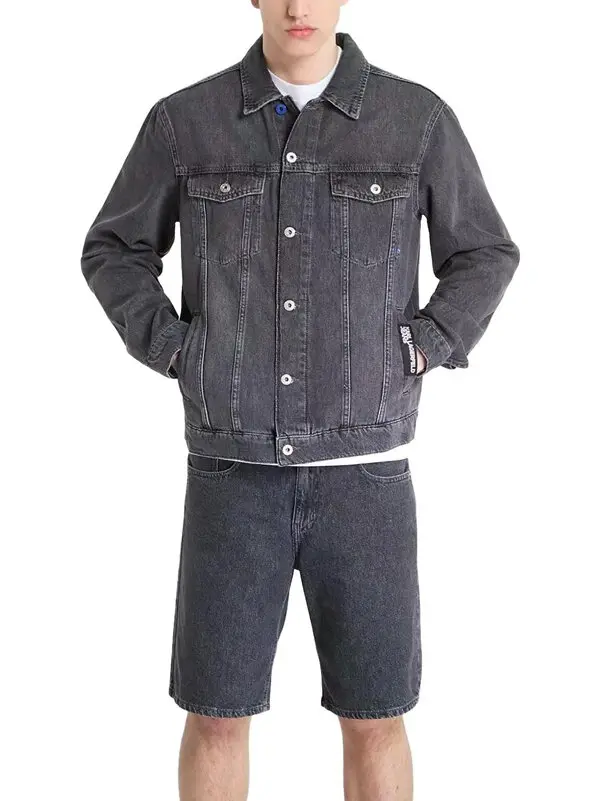 Karl Lagerfeld Regular-fit Logo-patch Denim Jacket - Grey