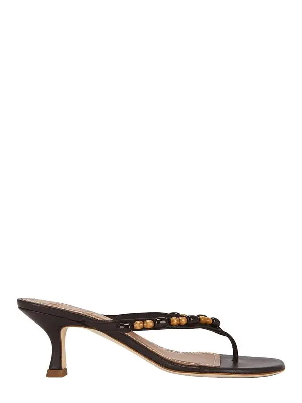 Staud Freja Thong Kitten Heel - Wood Beads