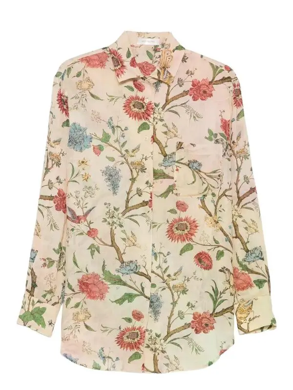 INTO THE EAST Morris Floral Lapel Long-sleeved Shirt - Neutrals
