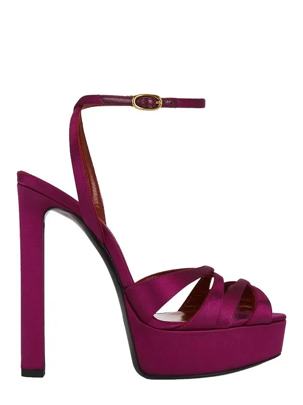Saint Laurent Chandelle Platform Sandal - Moroccan Fuxia