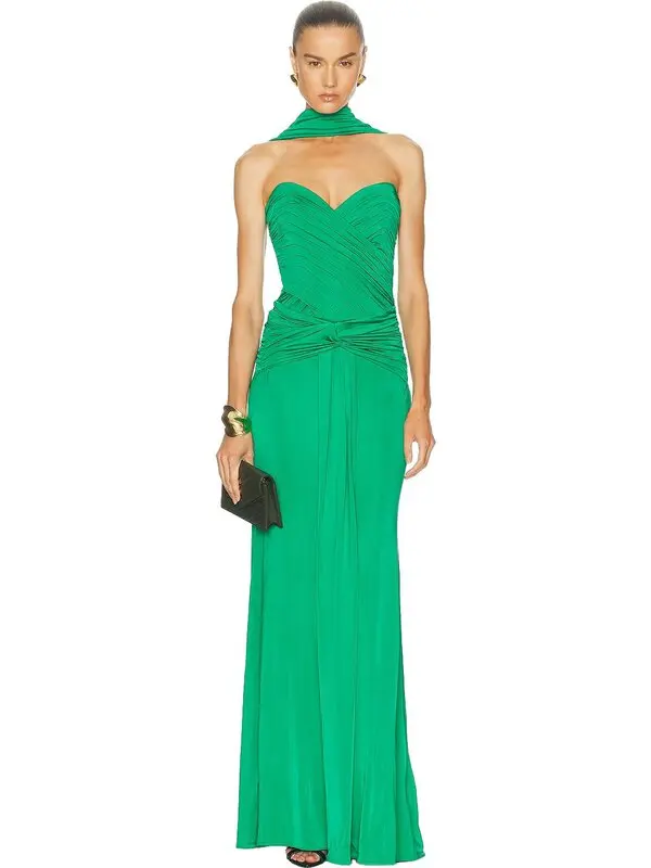 THE NEW ARRIVALS ILKYAZ OZEL Amanda Gown - Malachite
