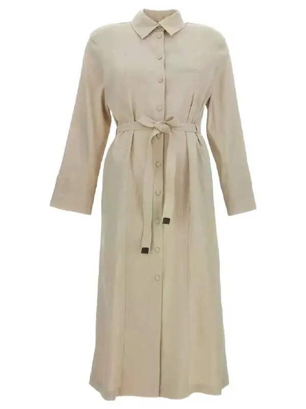 Max Mara Belted Button-down Dress - Neutrals