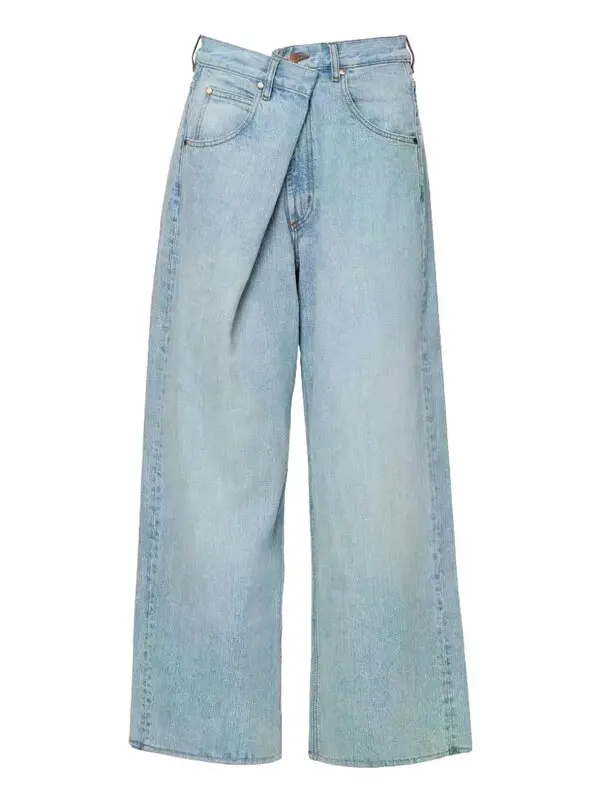 NO44 Asymmetric-waistband Wide-leg Jeans - Blue