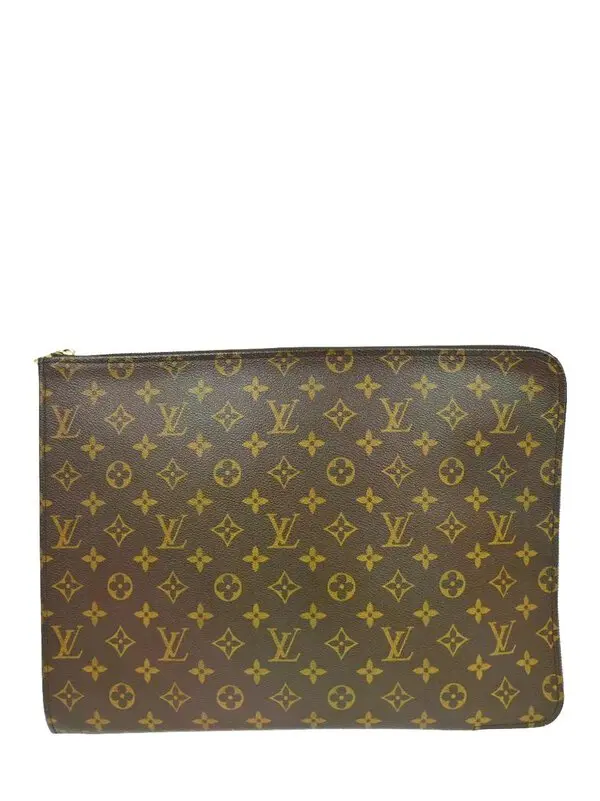 LOUIS VUITTON 2002 Monogram Poche Documents Business Bag - Brown