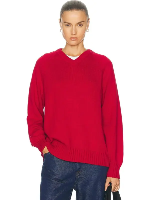 Donni. Cotton Knit V-neck Sweater - Bell Pepper