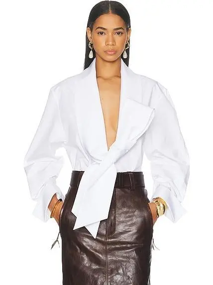 Saint Laurent Asymmetrical Tie Blouse - Blanc
