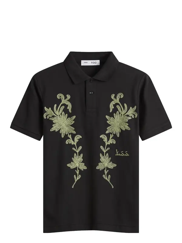 Toga Embroidered Piqué Polo Shirt - Black