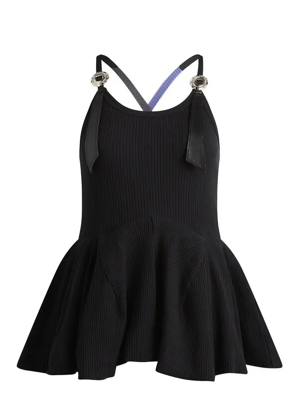 Toga Rib Flare Camisole - Black