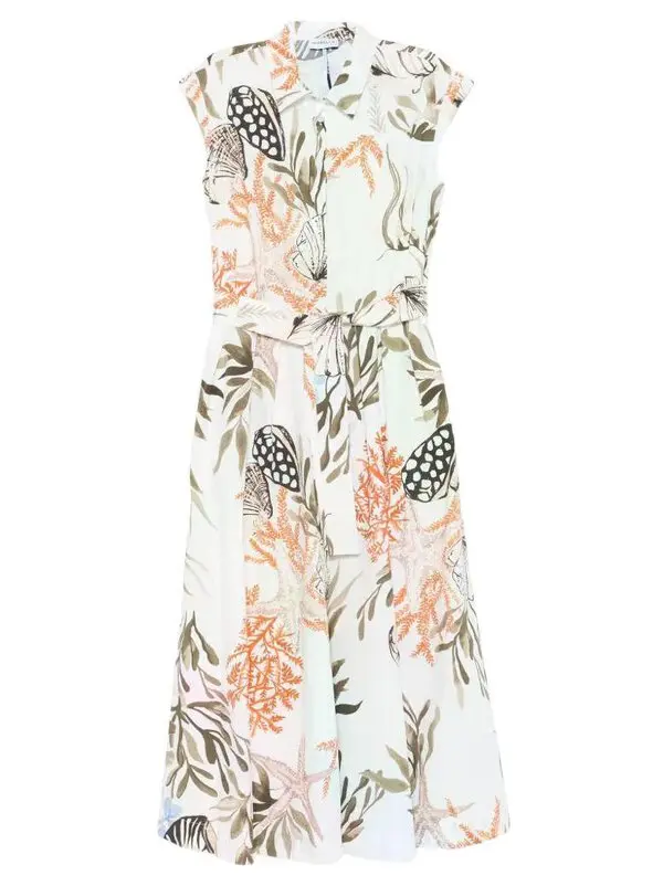 Marella Padana Belted Midi Dress - White