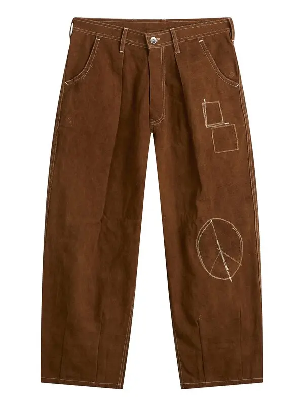 STORY MFG. Lush Pants In Organic Cotton Canvas - Brown Zig Zag