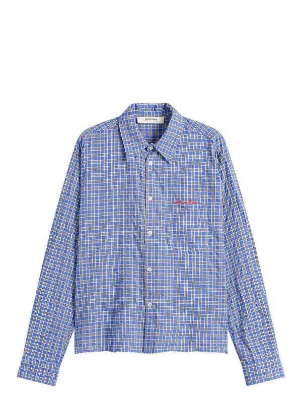 ABOUT:BLANK Raw Hem Check Shirt - Blue