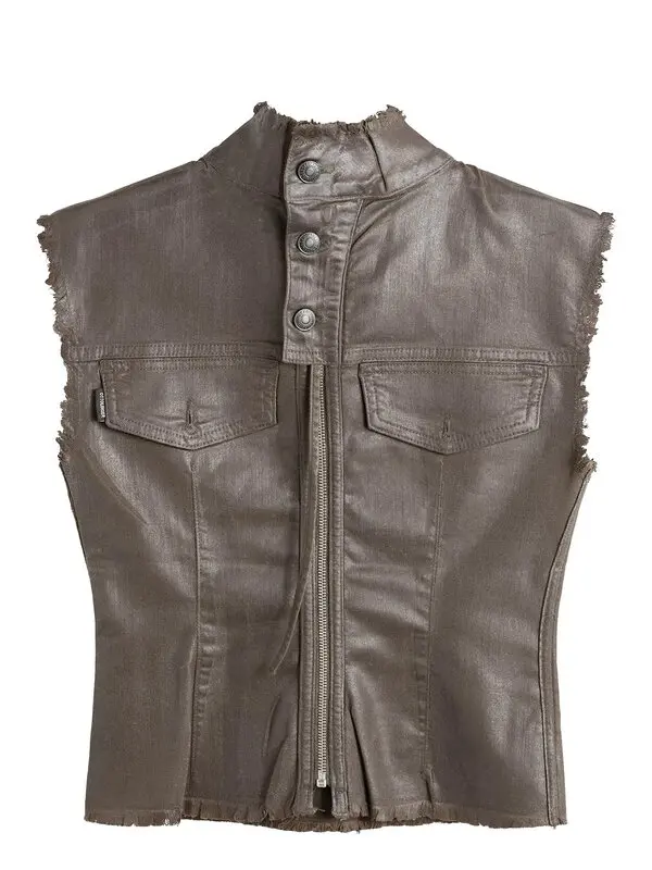 Ottolinger Glazed Denim Zip Top - Brown