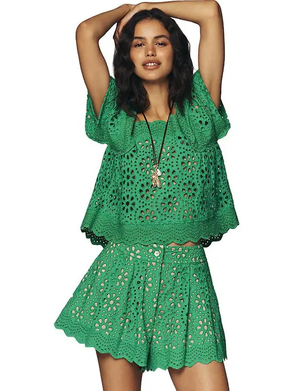HOPE FOR FLOWERS BY TRACY REESE Cotton Eyelet Shorts - Meadow