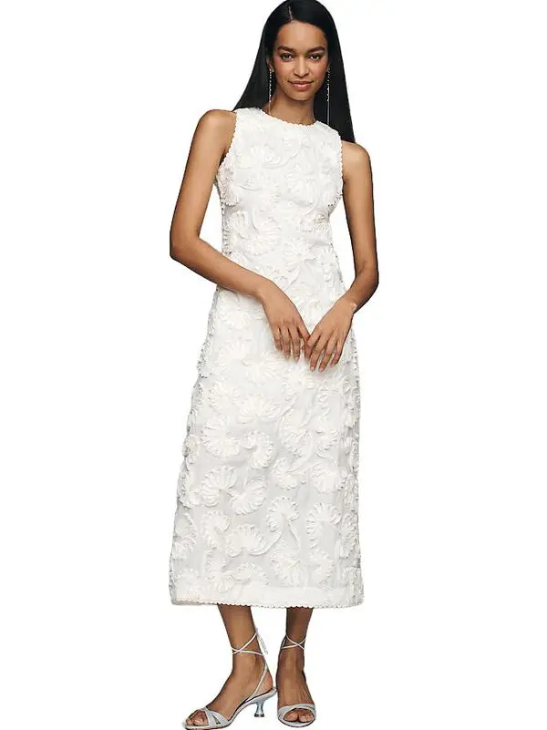 English Factory Deco Embellished Midi Dress - Cream