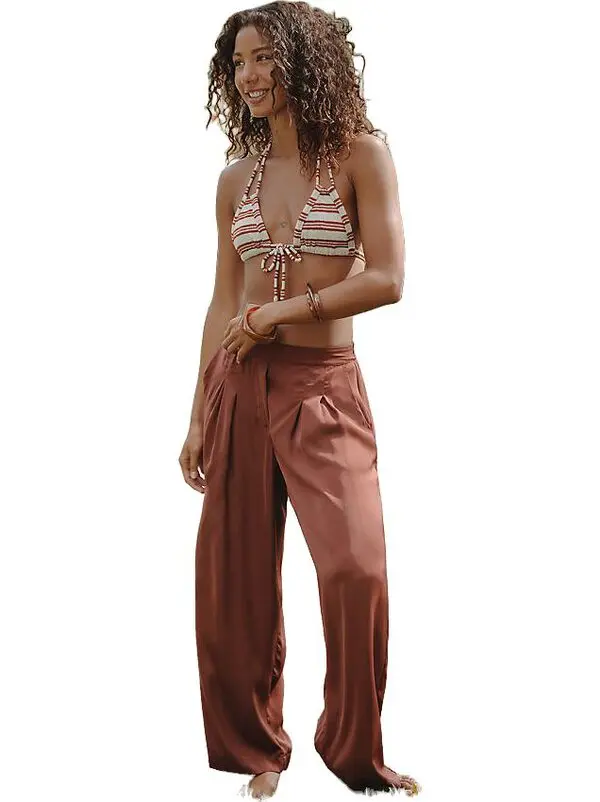 CELANDINE Slim Fit Trousers - Brown