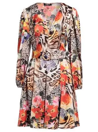 MARCIANO Mini Flared Floral-leopard Print Dress - Beige