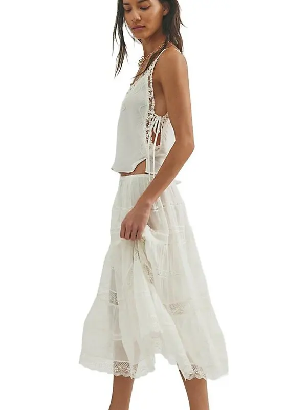 Free People Lily Lace Midi Skirt - Ivory