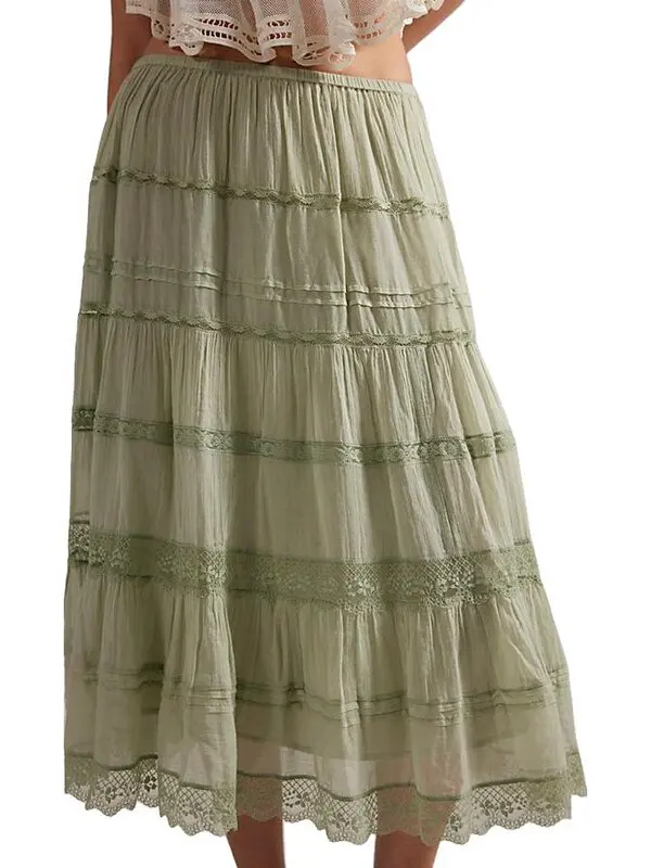 Free People Lily Lace Midi Skirt - Mermaid Tail