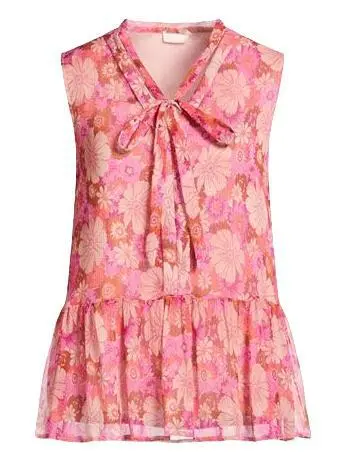 Liu Jo Floral Chiffon Peplum Top - Magenta