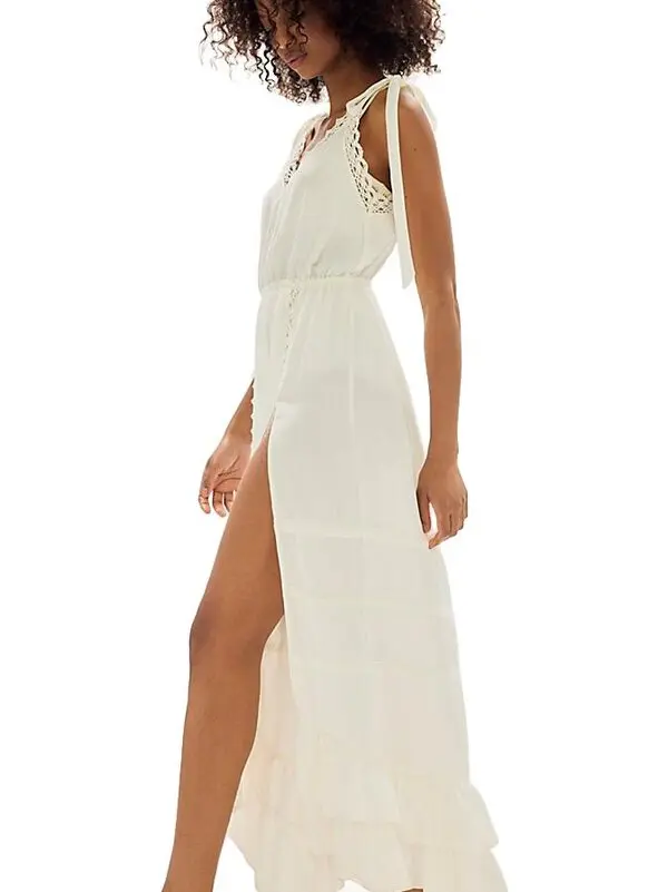 Free People Maxi Bodysuit With Lace And Ruffled Skirt - Clean Ivory